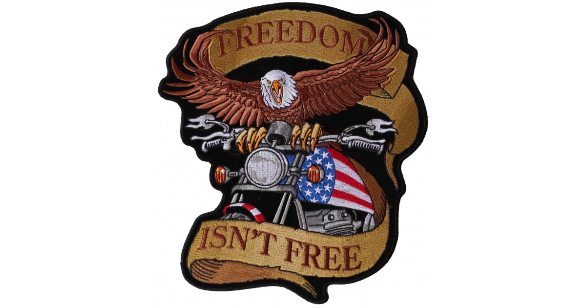 Eagle on Motorcycle Freedom Isn't Free Patch, Large Biker Back Patches ...