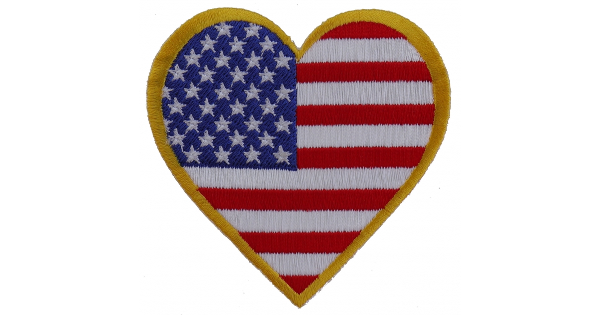 Gold Border Love US Flag Heart Patch | Embroidered Patches by Ivamis ...