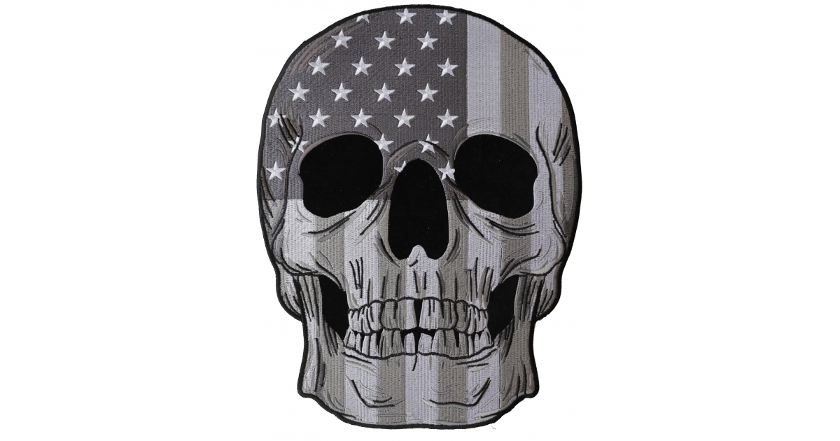 American Flag Skull Patch, Large Skull Patches for Biker Jackets by ...
