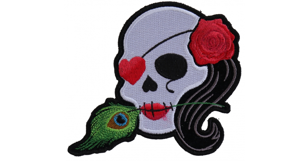 Heart Eye Lady Skull Patch, Skull Patches by Ivamis Patches
