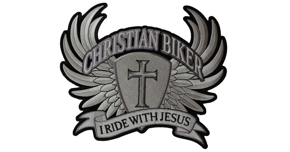Christian Biker I Ride with Jesus Patch, Large Christian Back Patches ...