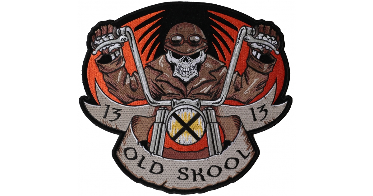 Old Skool Chopper 13 Skull Patch, Large Skull Patches for Biker Jackets ...