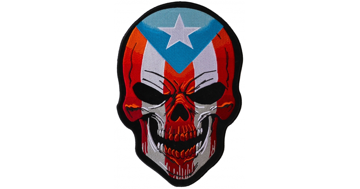 Puerto Rico Flag Skull Patch, Large Skull Patches by Ivamis Patches