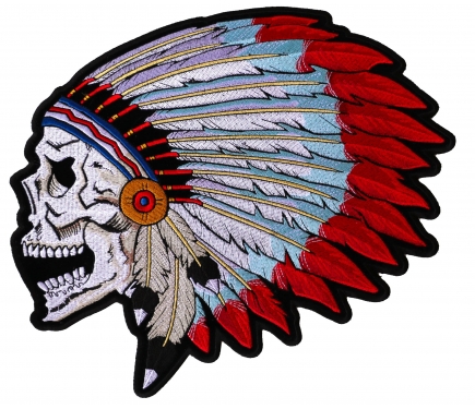 Indian Skull Patch, Large Skull Patches for Biker Jackets by Ivamis Patches
