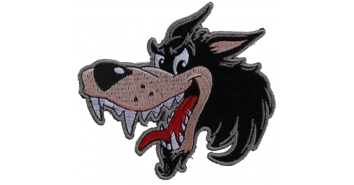 Small Iron On Wolf Patch -Cartoon Looking | Embroidered Patches by Ivamis Patches