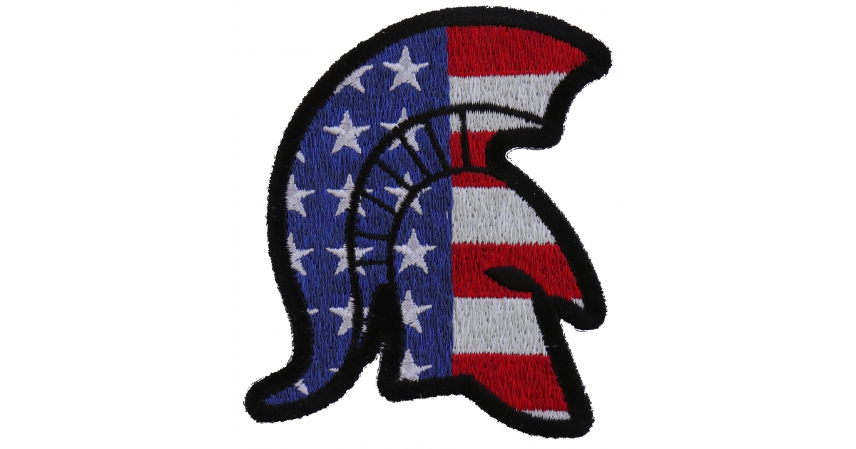 Spartan Helmet With US Flag Patriotic Iron on Patch - Iron on Patriotic ...
