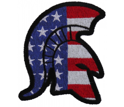 Spartan Helmet With US Flag Patriotic Iron on Patch - Iron on Patriotic ...