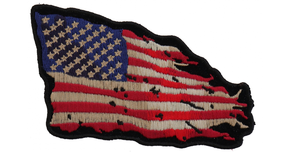 Tattered US American Flag Patch Small by Ivamis Patches