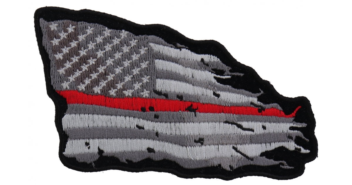 Thin Red Line American Tattered Flag Patch by Ivamis Patches