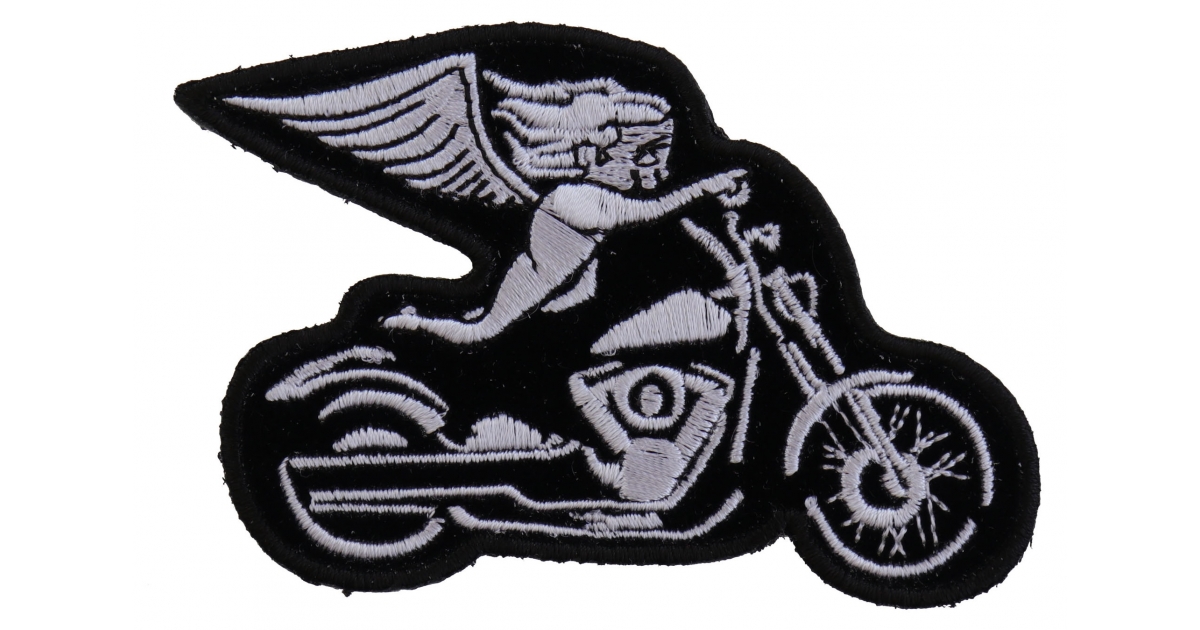 Angel On Motorcycle Iron On Christian Patch | Embroidered Patches by ...