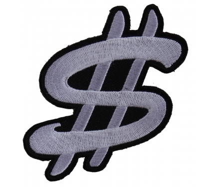 Iron On White Dollar Sign Patch | Embroidered Patches by Ivamis Patches