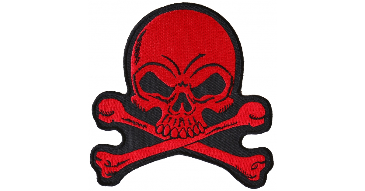 Red Skull and Cross Bones Patch - TheCheapPlace