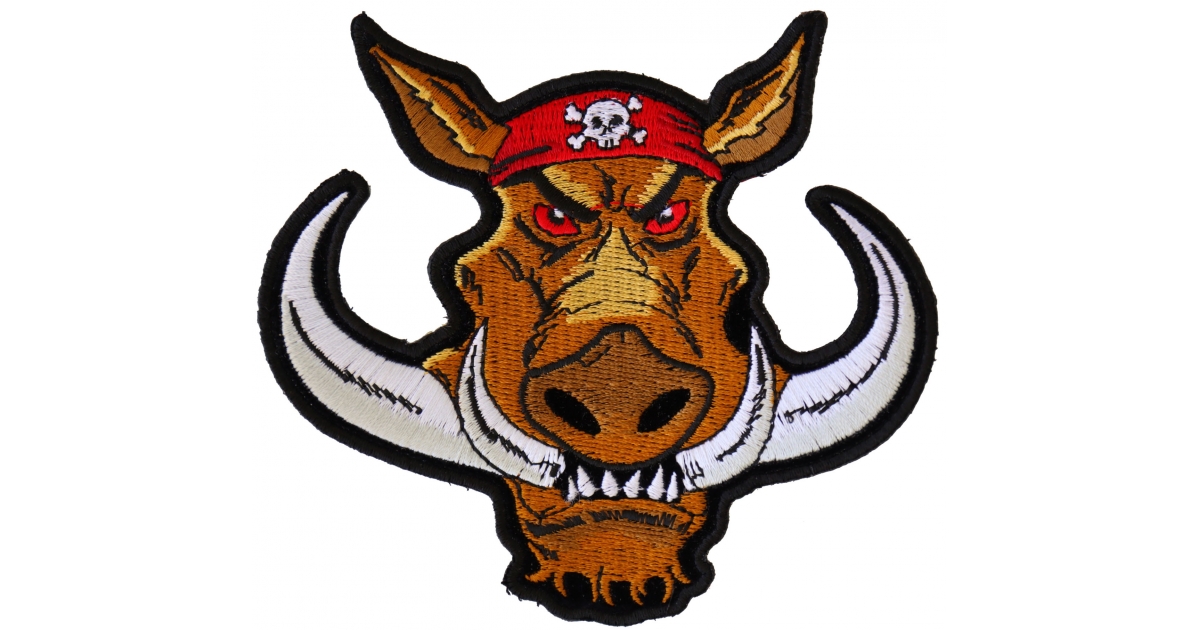 Wild Hog Patch, Biker Vest Patches, Sew or Iron on Patch by Ivamis Patches