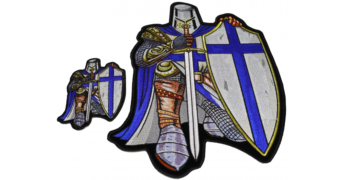 Blue Crusader Knight Patch Set Small and Large Back Patch by Ivamis Patches