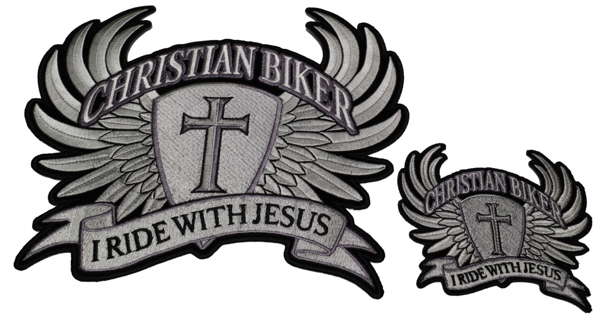 Christian Biker Patch Set Large and Small I Ride With Jesus Patches ...
