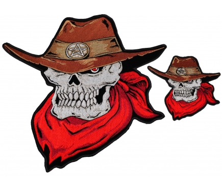 Cowboy Skull Patch Two Piece Set Brown Hat Red Scarf by Ivamis Patches