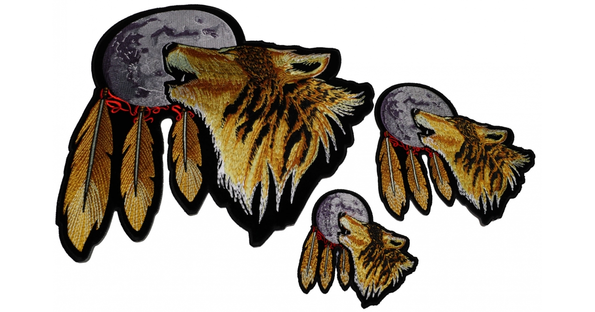 Howling Wolf With Moon 3 Size Patch Set by Ivamis Patches