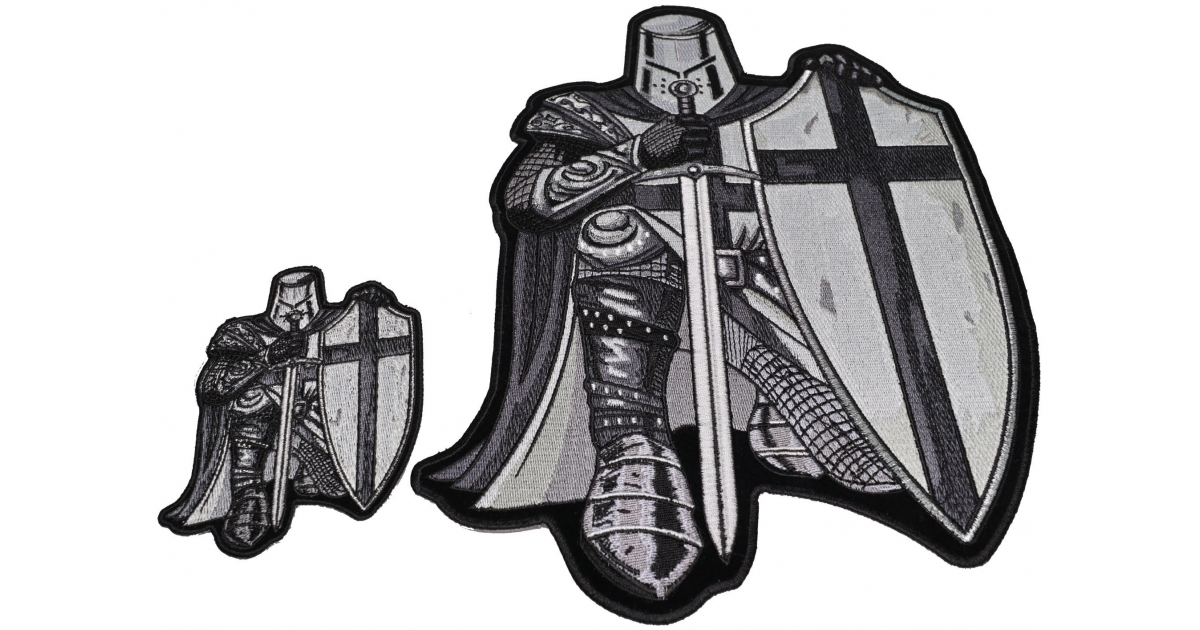 Kneeling Crusader Knight Black and White 2 Piece Patch Set by Ivamis ...