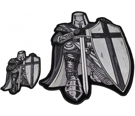 Kneeling Crusader Knight Black and White 2 Piece Patch Set by Ivamis ...