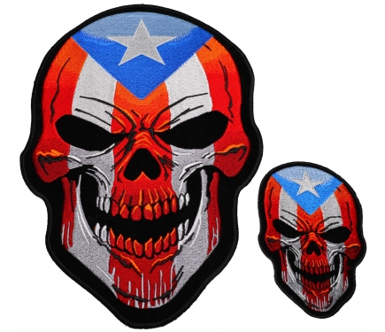 Puerto Rico Flag Skull Small and Large Patch Set by Ivamis Patches