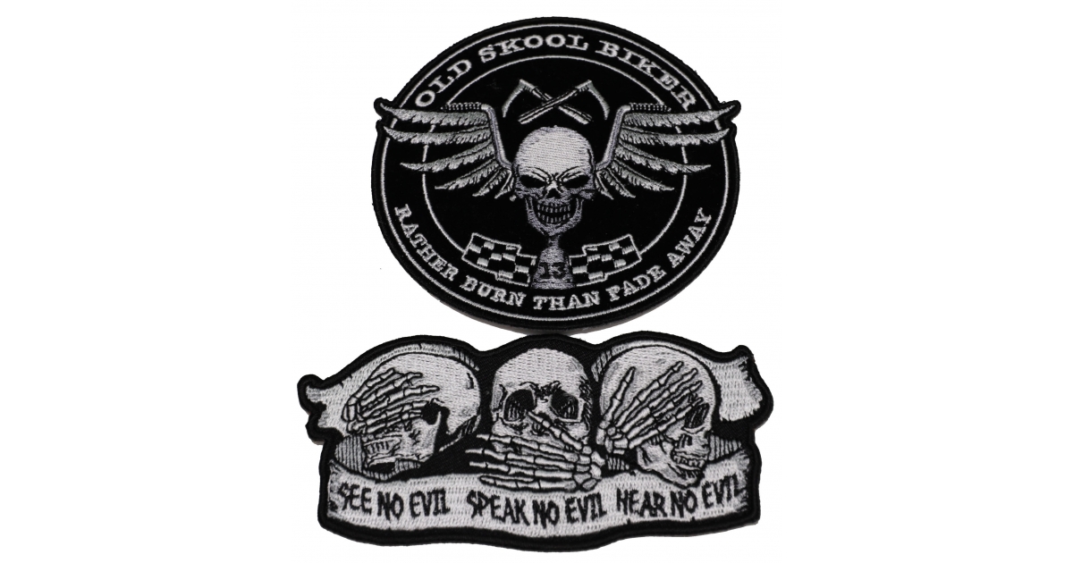 Set of 2 Old School Skull Patches by Ivamis Patches