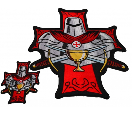 Set of 2 Small and Large Crusader Knight Patches with Holy Grail by ...