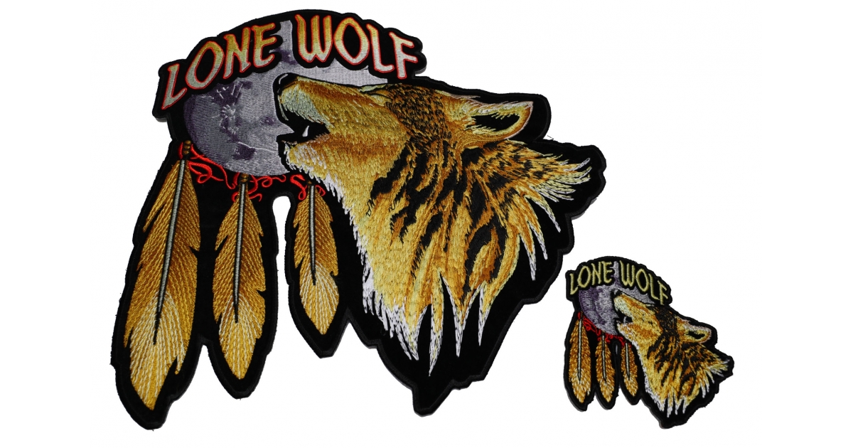 Set of 2, Small and Large Lone Wolf Howling at the Moon Patches by ...