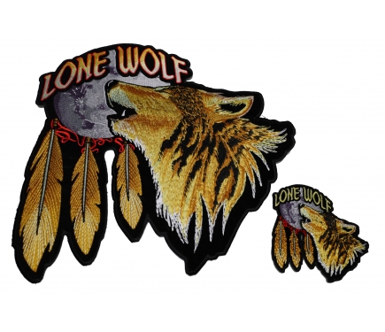 Set of 2, Small and Large Lone Wolf Howling at the Moon Patches by ...