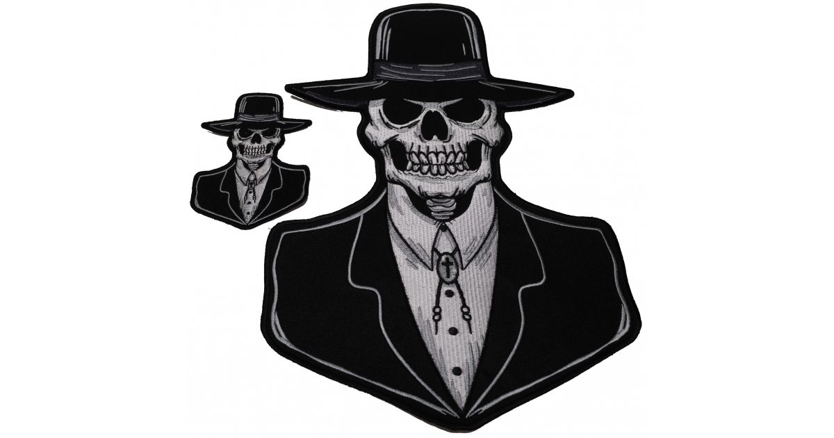 Set of 2 Small and Large Preacher Skull Patches by Ivamis Patches