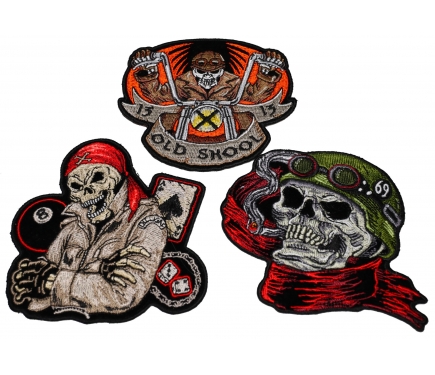 Set of 3 Biker Skull Patches by Ivamis Patches