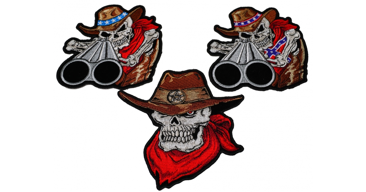 Set of 3 Cowboy Skull Patches by Ivamis Patches