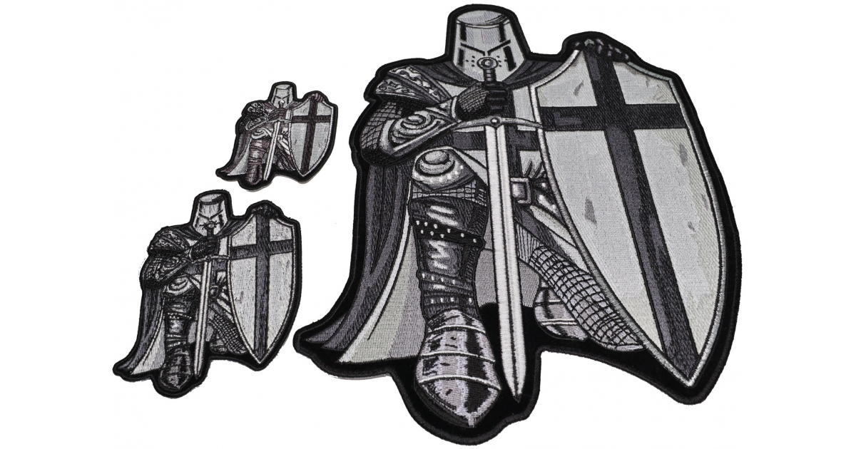 Set of 3 Crusader Kneeling Knight in Gray Patches by Ivamis Patches