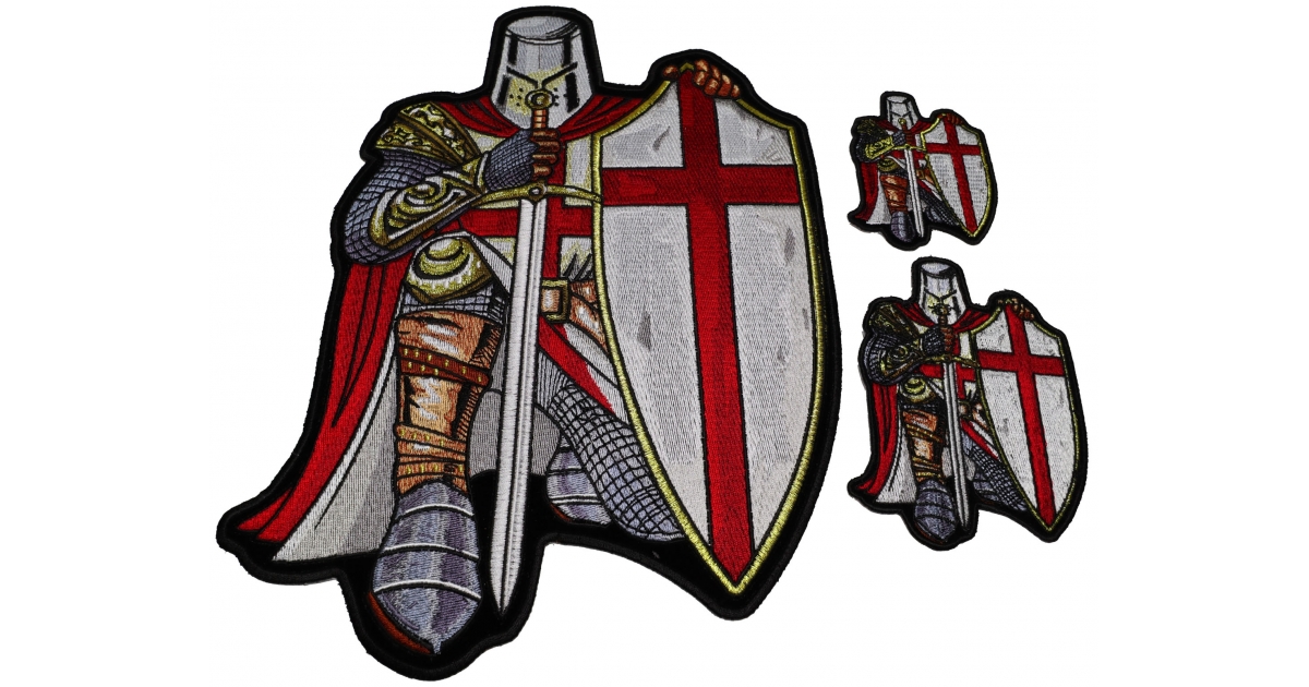 Set of 3 Small and Large Crusader Knight in Red Cape Patches by Ivamis ...