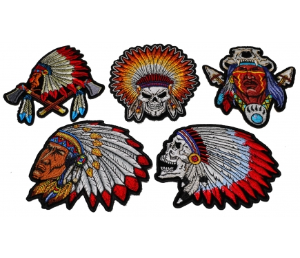 Set of 5 Small Native American Indian Headdress Patches by Ivamis Patches