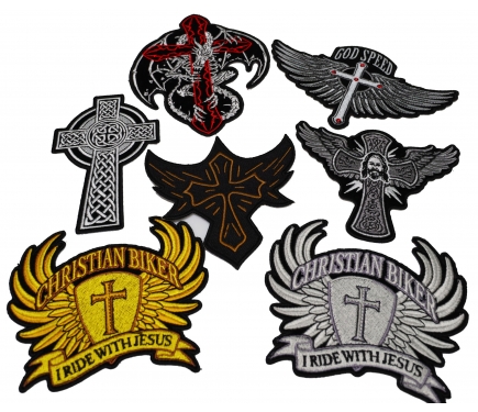 Set of 7 Christian Biker Patches by Ivamis Patches