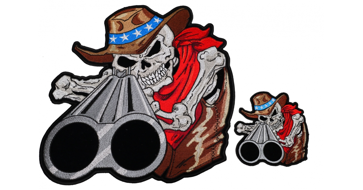 Shotgun Barrel Cowboy Skull 2 Piece Front and Back Patch Set by Ivamis ...