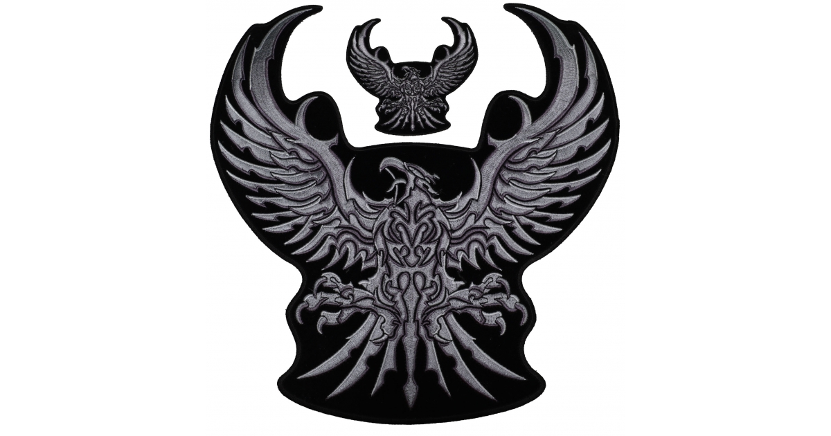 Shop Silver Eagle Embroidered Biker Patch Set Small and Large by Ivamis ...