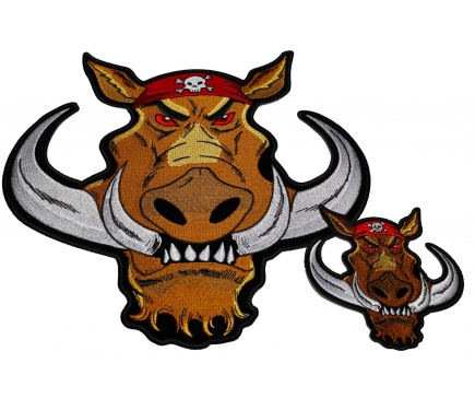 Wild Hog Biker Small and Large Patch Set by Ivamis Patches