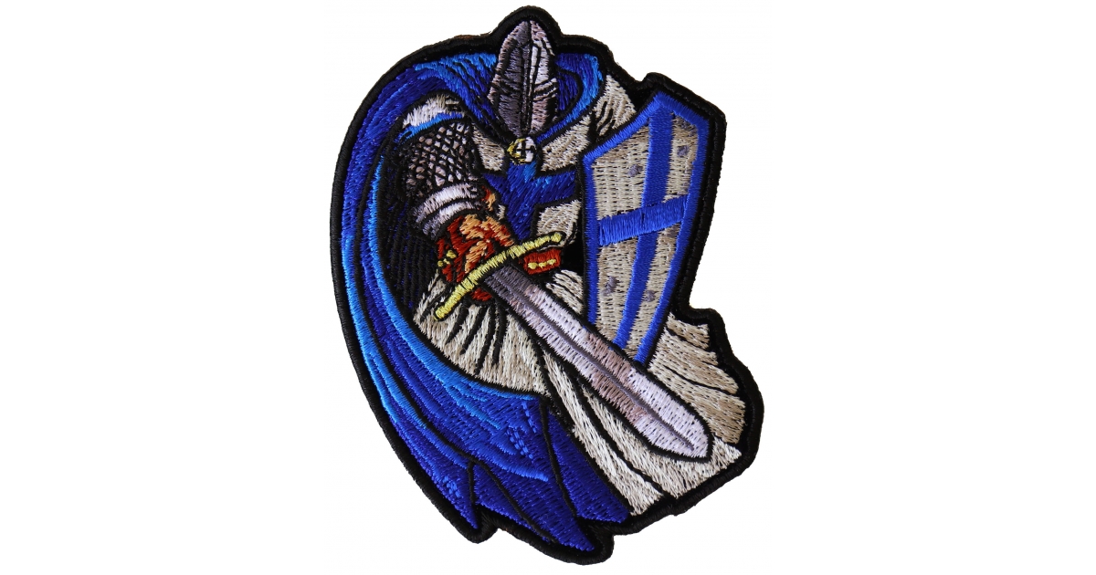Blue Knight Patch for Sewing on to Jackets by Ivamis Patches