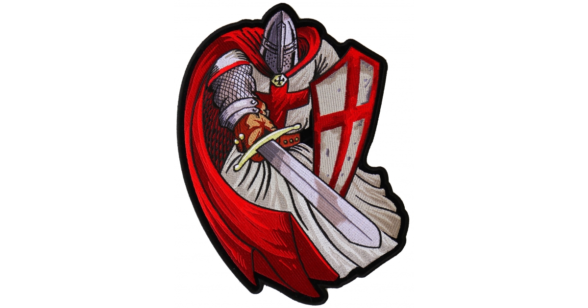 Red Caped Knight with Sword and Shield Patch, Large Christian Back ...