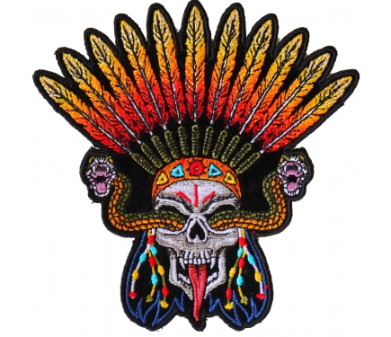Snake Eye Skull and Feathers Patch, Biker Skull Patches by Ivamis Patches