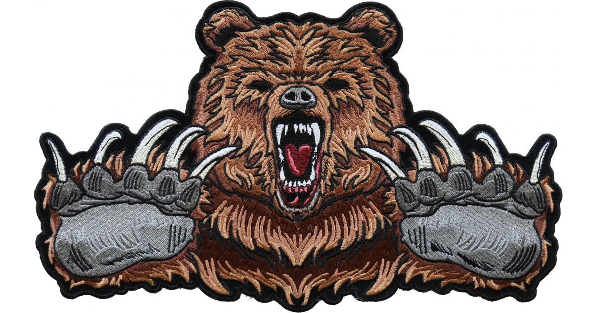 Bear and Claws Patch, Large Animal Patches for Jackets by Ivamis Patches