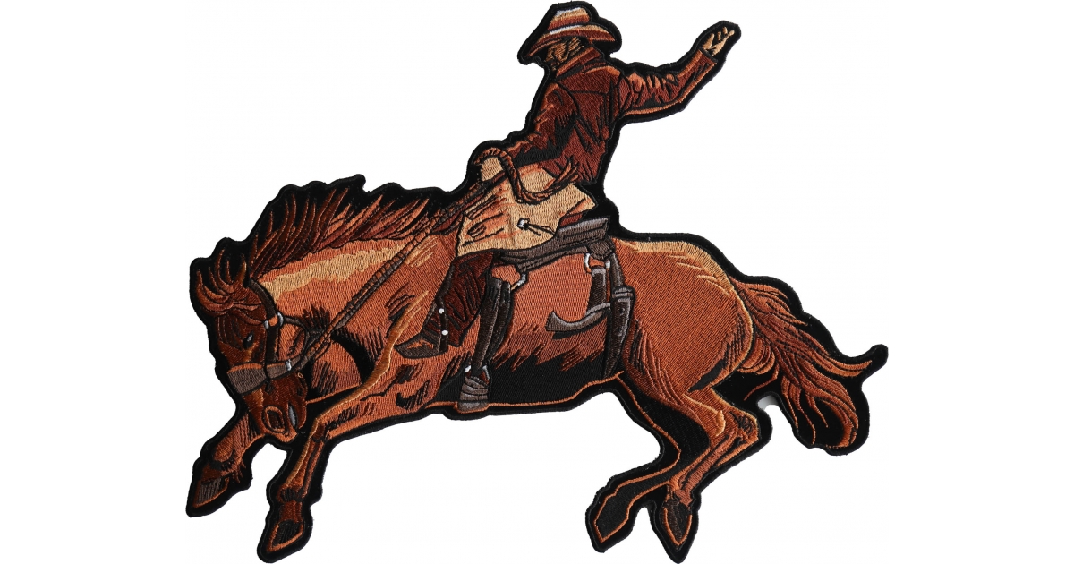 Cowboy on Horse Patch, Large Animal Patches for Jackets by Ivamis Patches