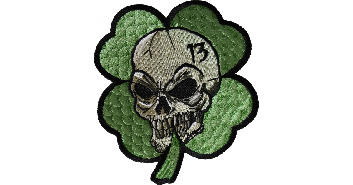 Clover Skull Patch, Biker Skull Patches by Ivamis Patches