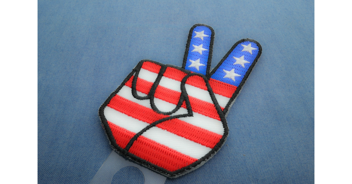 Peace Hand Sign with American Flag Patch by Ivamis Patches