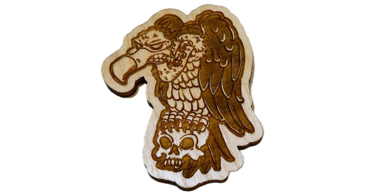 Buzzard Vulture on Skull Wood Decor by Ivamis Patches