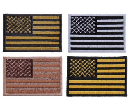 American Flag Patches In Subdued Colors Set Of 4 Small Embroidered US Flags by Ivamis Patches