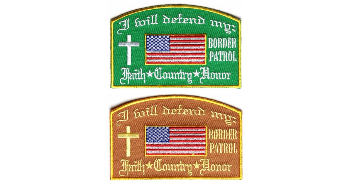 BORDER PATROL Patches Set Of 2 Brown or Green by Ivamis Patches