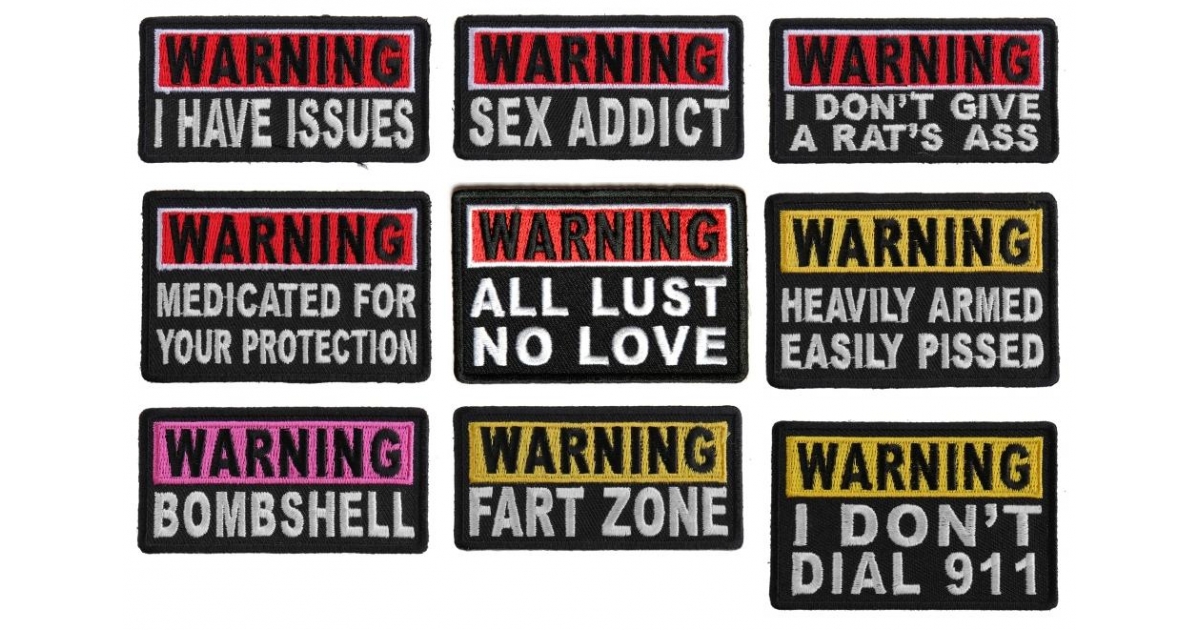 Funny Warning Patches Iron On Sew On Embroidered FUN Patches by Ivamis Patches