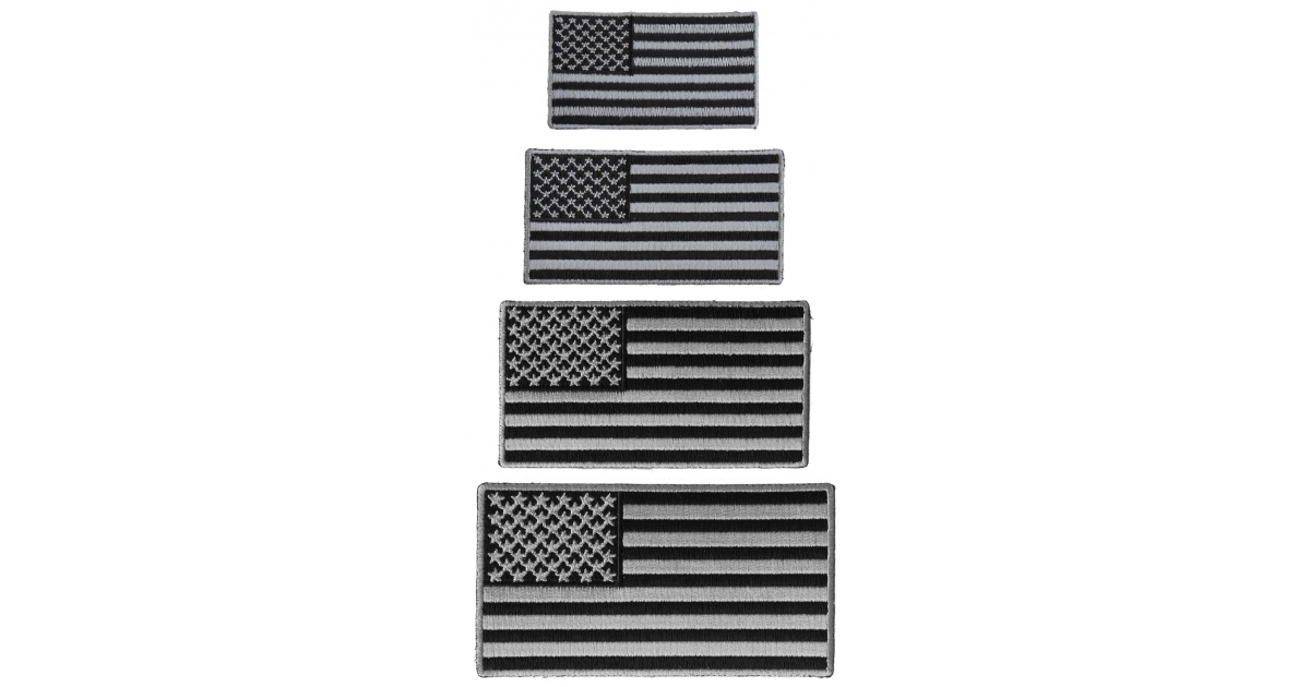 Gray Border American Flag Patches Set Of 4 Sizes by Ivamis Patches